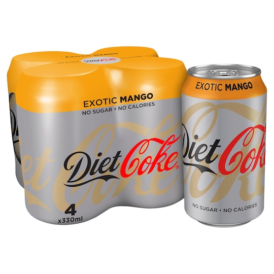 Diet Coke Mango 4X330ml - Tesco Groceries