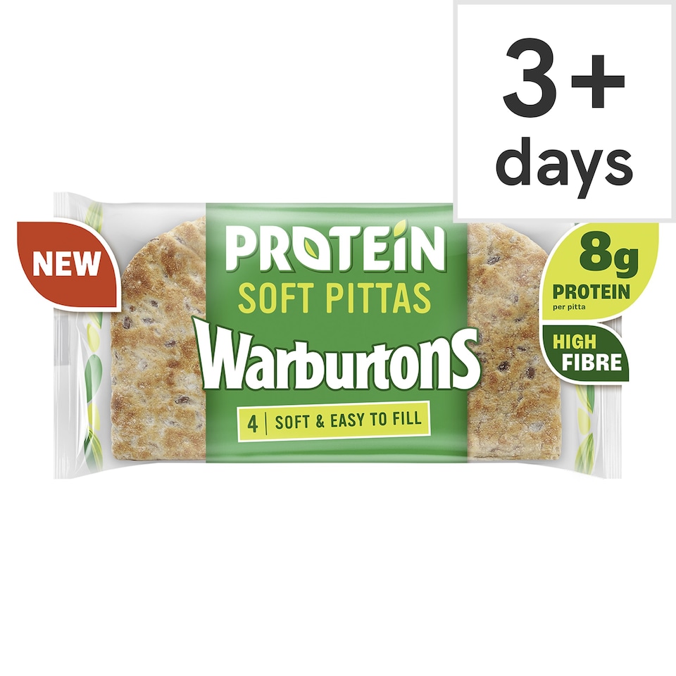 Warburtons Protein Soft Pittas 4 Pack - Tesco Groceries