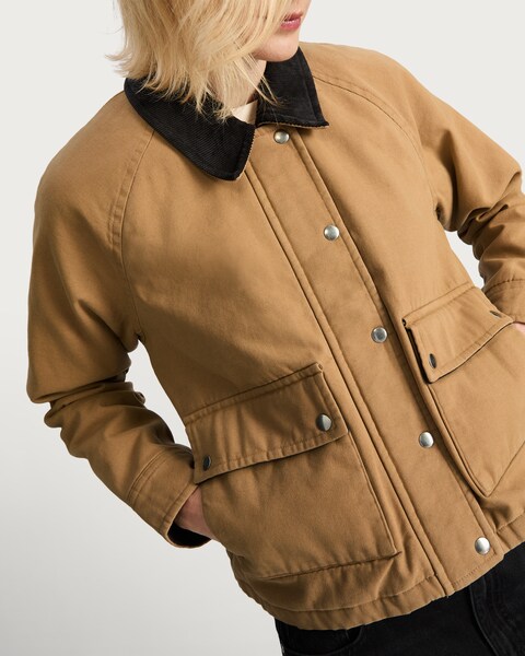 The F&F Edit Corduroy Collar Utility Jacket in Neutral - Tesco Groceries