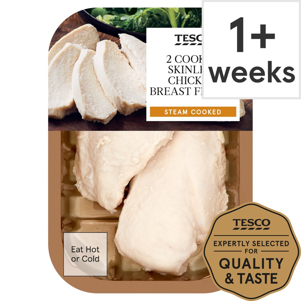 Tesco 2 Cooked Skinless Chicken Breast Fillets 220G - Tesco Groceries