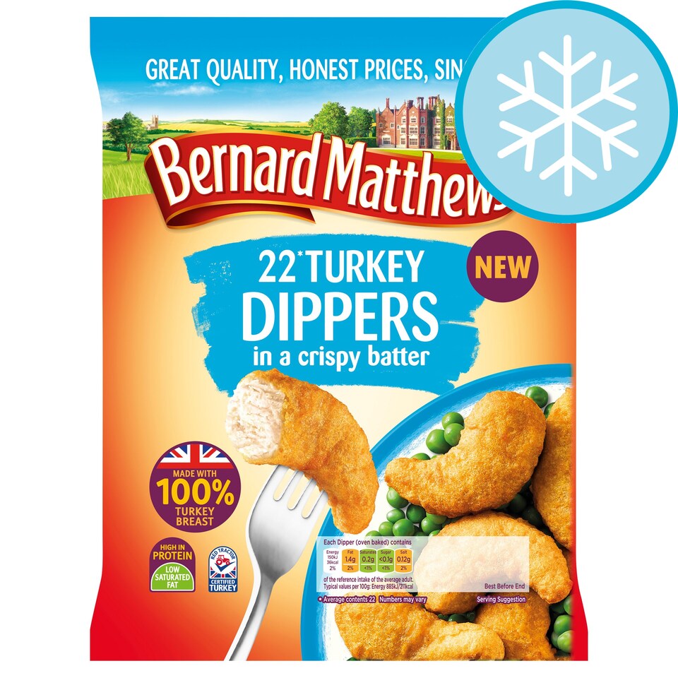 Bernard Matthews 22 Turkey Dippers In Crispy Batter 403G - Tesco Groceries