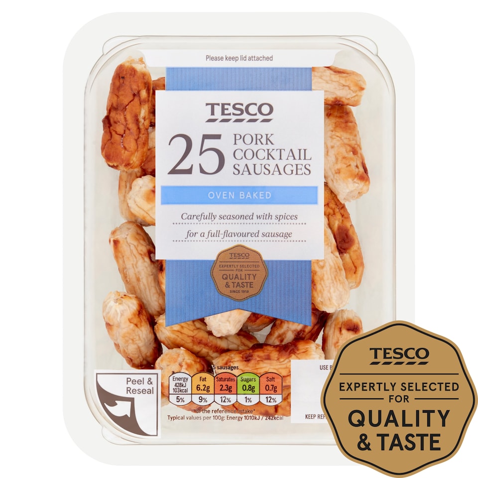 Tesco 25 Cocktail Sausages 212G - Tesco Groceries