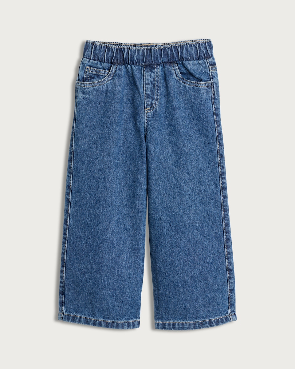 F&F Girls Pure Cotton Wide Leg Jeans in Blue - Tesco Groceries