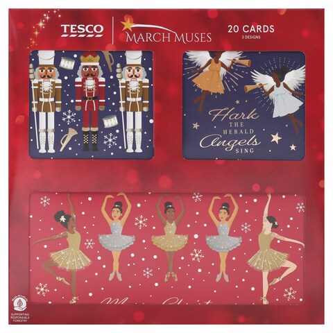 Tesco March Muses Christmas Cards 20 Pack - Tesco Groceries