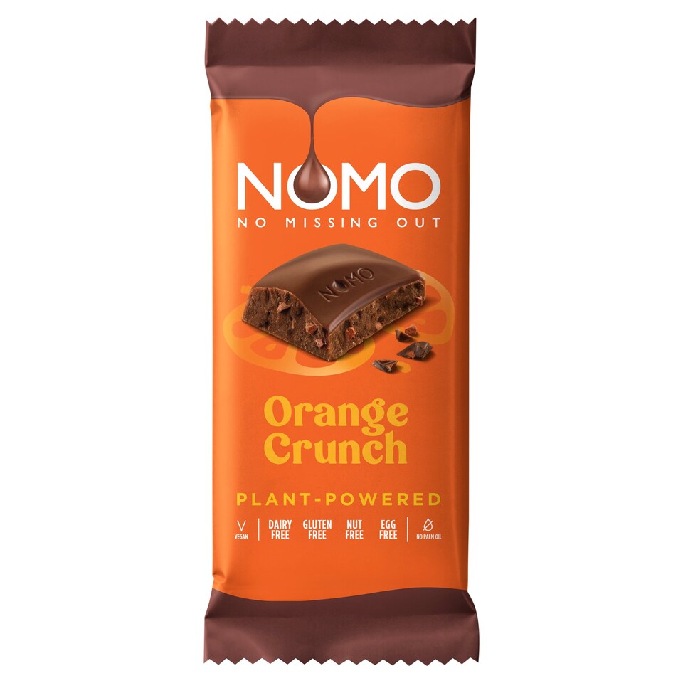Nomo Vegan Free From Chocolate Orange Crunch Bar 82G Tesco Groceries