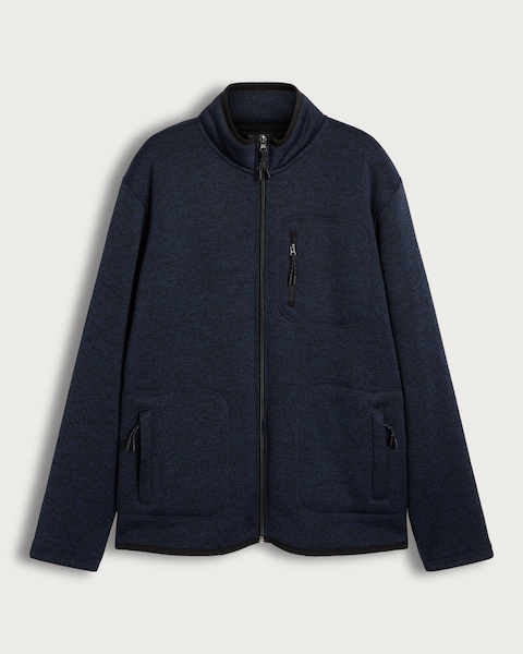 F&F Fleece Snit Textured Zip Pocket Jacket in Navy - Tesco Groceries