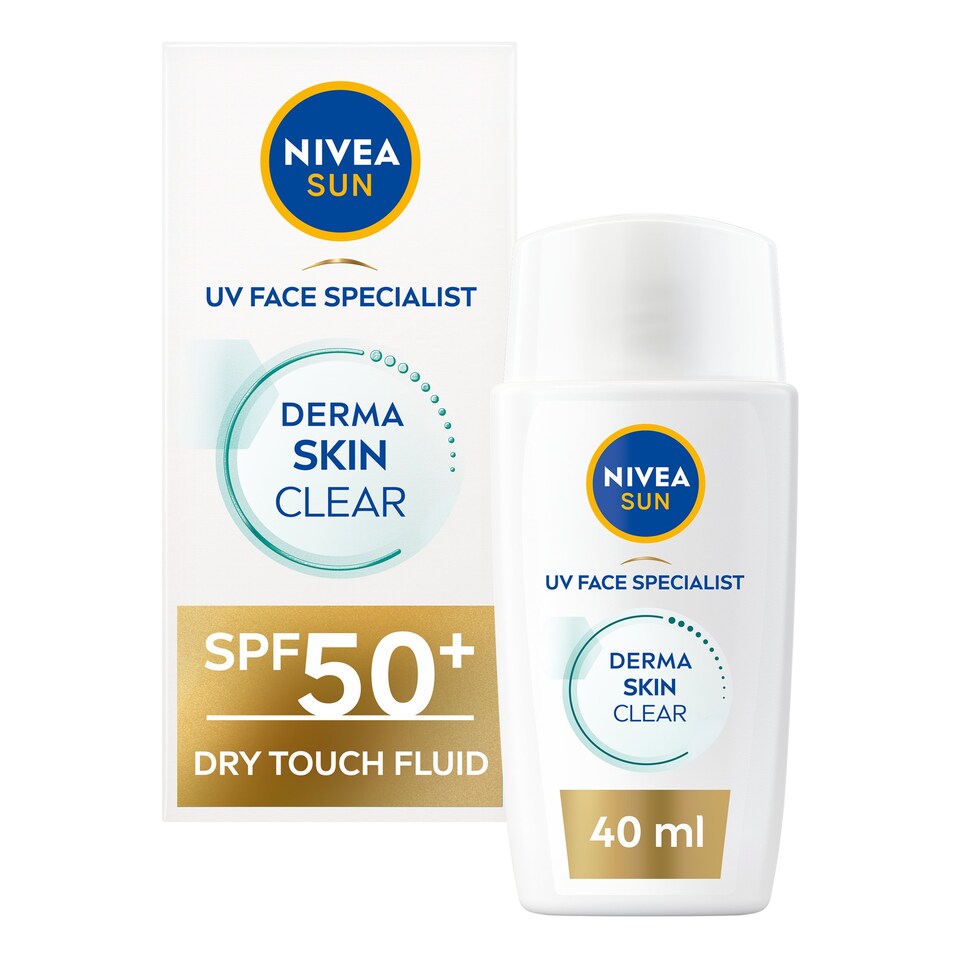 NIVEA Sun UV Face Derma Skin Clear SPF50+ 40ml - Tesco Groceries