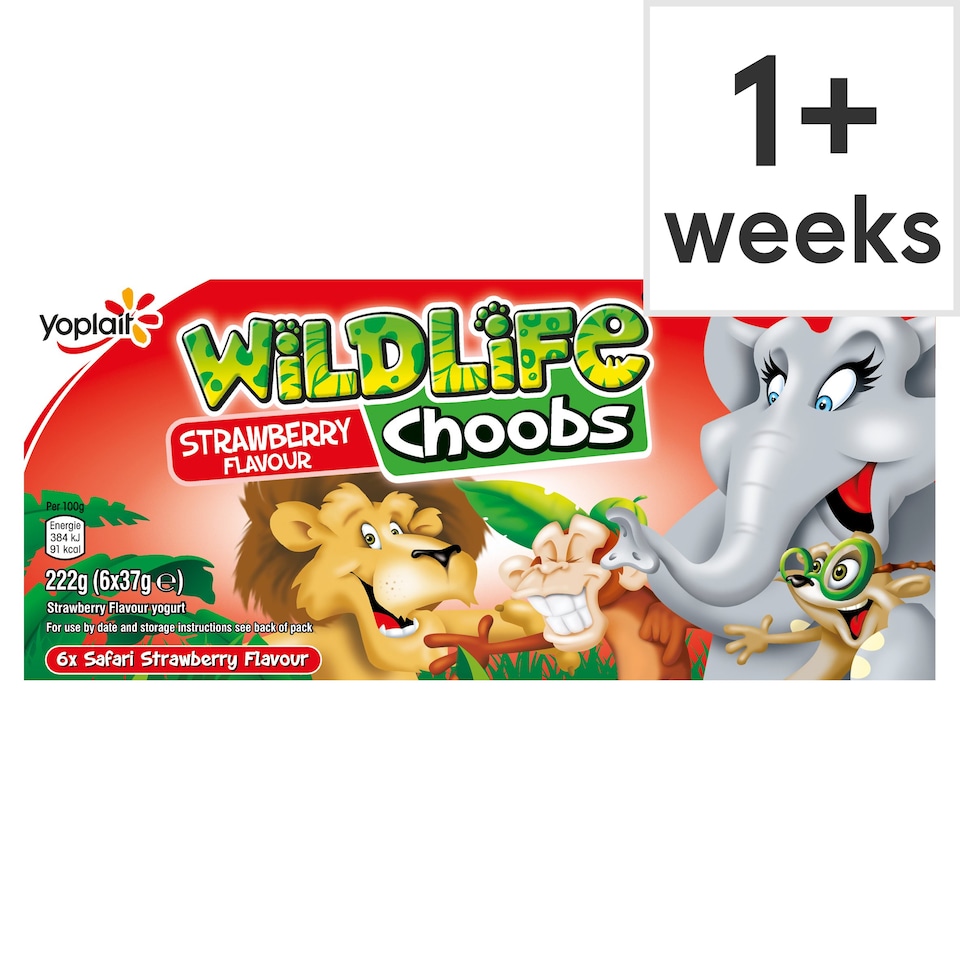Wildlife Choobs Strawberry Kids Yoghurt Tubes 6x37g - Tesco Groceries