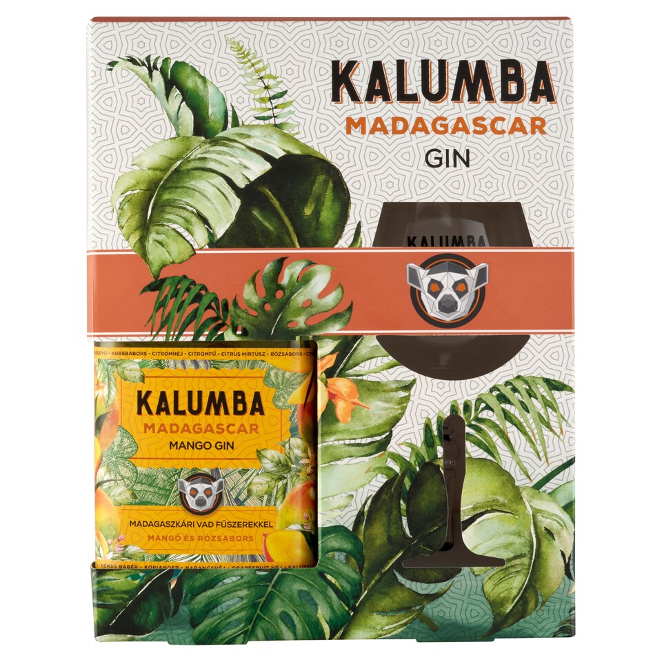 Kalumba Madagascar Mango gin + 1 db pohár díszdobozban 37,5% 0,7 l ...