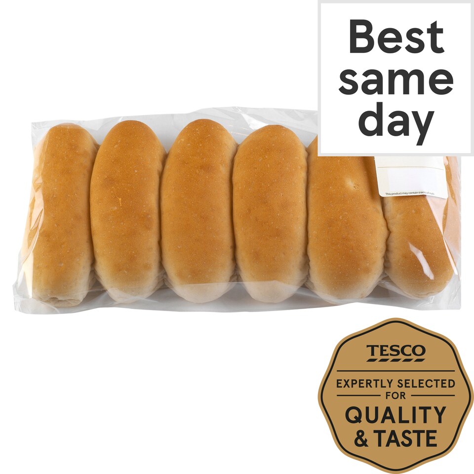 Tesco White Finger Rolls 6 Pack - Tesco Groceries