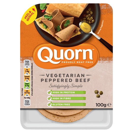 Quorn Peppered Beef Style Slices 100G - Tesco Groceries