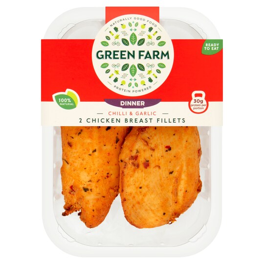 Green Farm Chilli And Garlic Chicken Breast Fillets 2 Pack 220G - Tesco ...