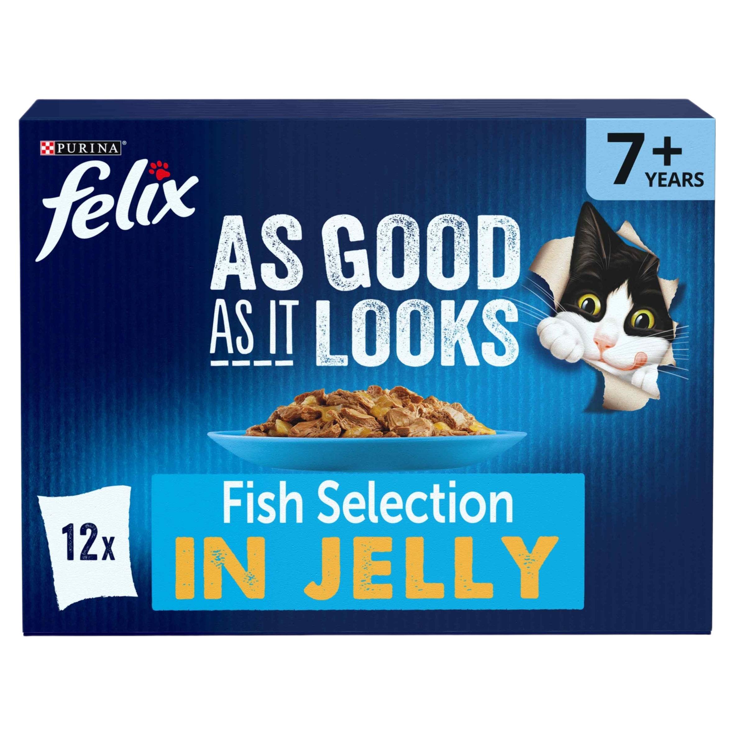 Felix As Good As it Looks Senior 7+ Fish in Jelly Wet Cat Food 12x85g ...