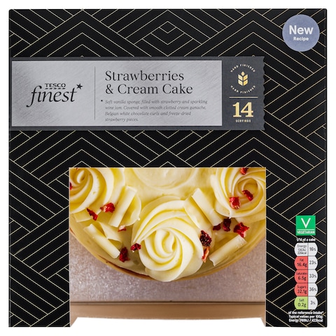 Tesco Finest Strawberries & Cream Cake - Tesco Groceries