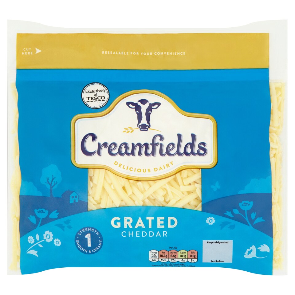 Creamfields Grated Cheddar 450G - Tesco Groceries