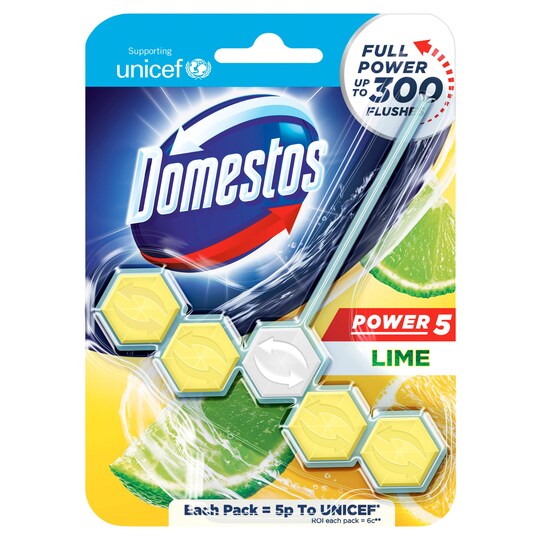 Domestos Power 5 Rim Block Lime 55G - Tesco Groceries