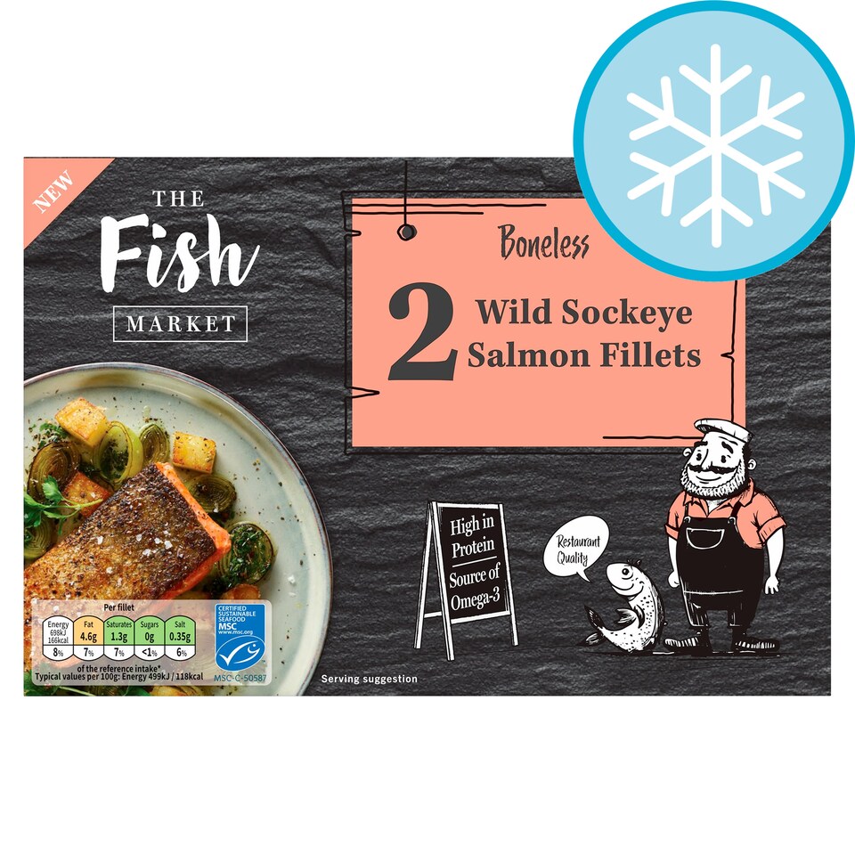 The Fish Market 2 Boneless Sockeye Salmon Fillets 280G - Tesco Groceries