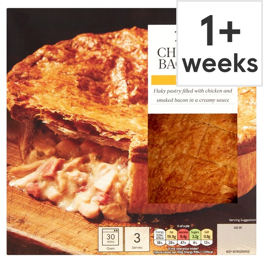 Tesco Chicken & Bacon Puff Pastry Pie 500G - Tesco Groceries
