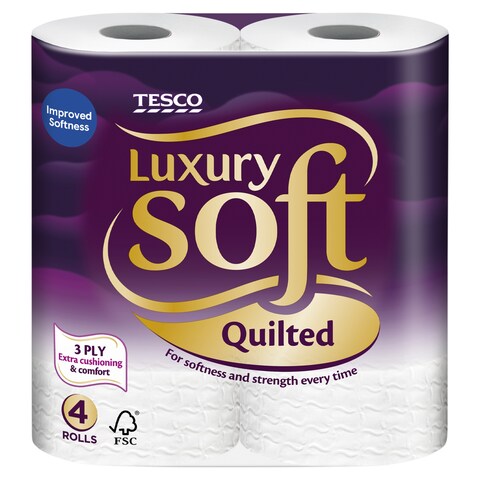 Tesco Luxury Soft Quilted Toilet tissue 4 Rolls - Tesco Groceries