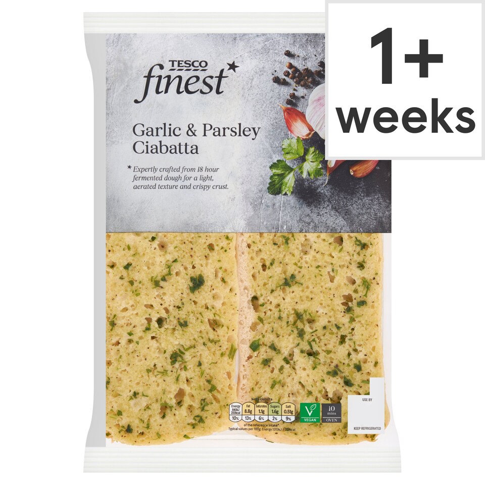 Tesco Finest Garlic & Parsley Ciabatta 255G - Tesco Groceries