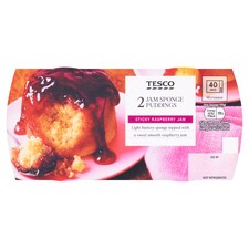 Tesco Raspberry Jam Sponge Puddings 2 Pack 220g - Tesco Groceries