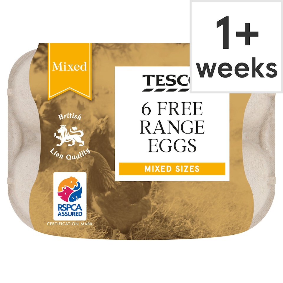 Tesco Free Range Eggs Mixed Sized 6 Pack - Tesco Groceries