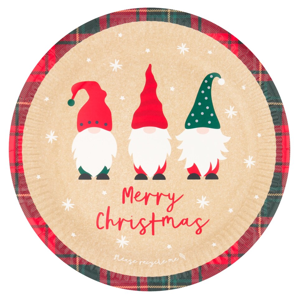 Tesco Santa Gnome Plate 23Cm 10 Pack - Tesco Groceries
