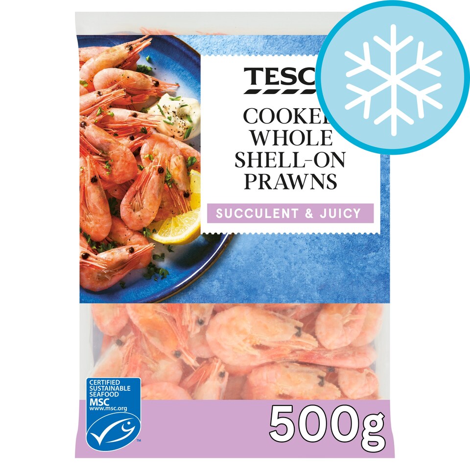 Tesco Cooked Whole Shell Prawns 500G - Tesco Groceries