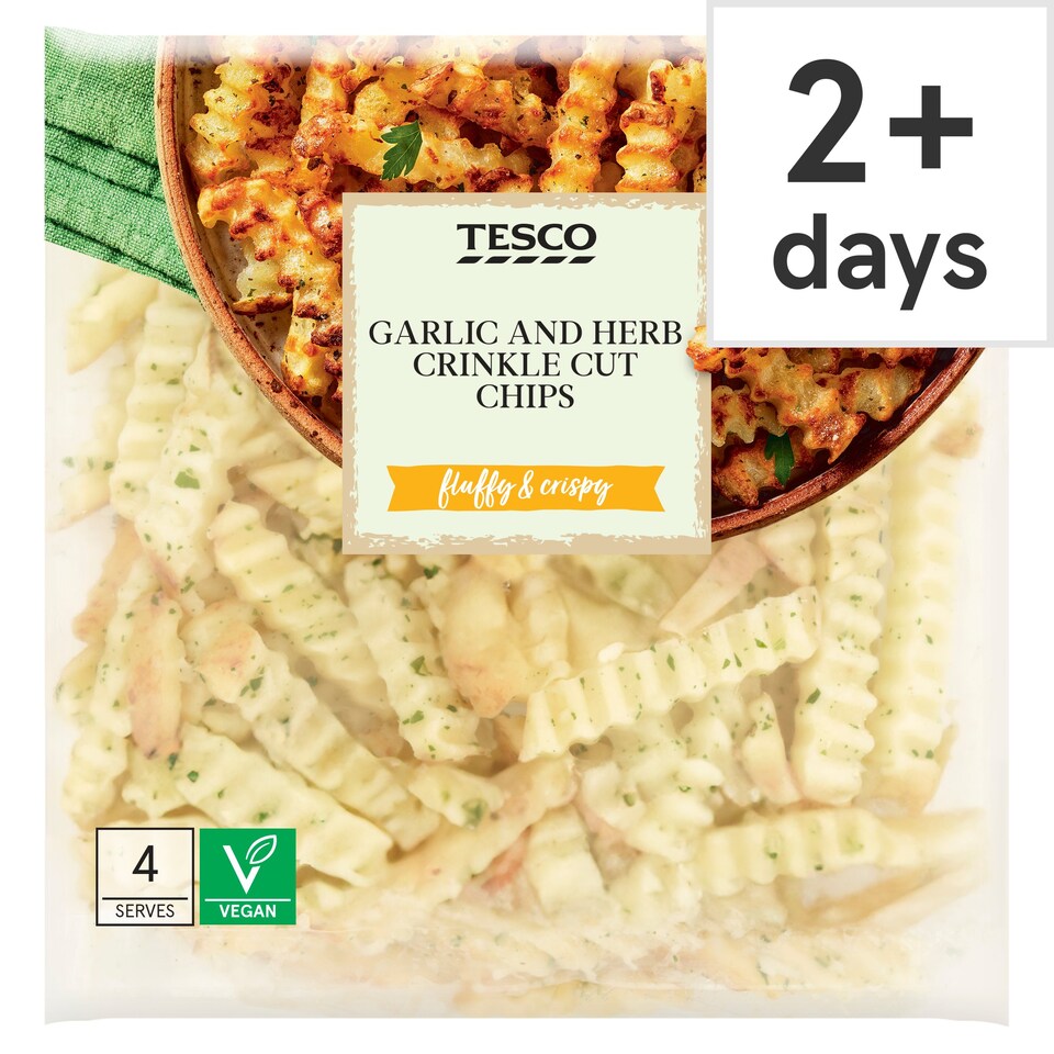 Tesco Garlic and Herb Crinkle Cut Chips 500g - Tesco Groceries