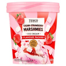 Tesco Cream-Strawberry Marshmies Ice Cream 460 ml - Tesco Groceries