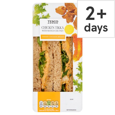 Tesco Chicken Tikka With Mango Chutney Sandwich 165G - Tesco Groceries