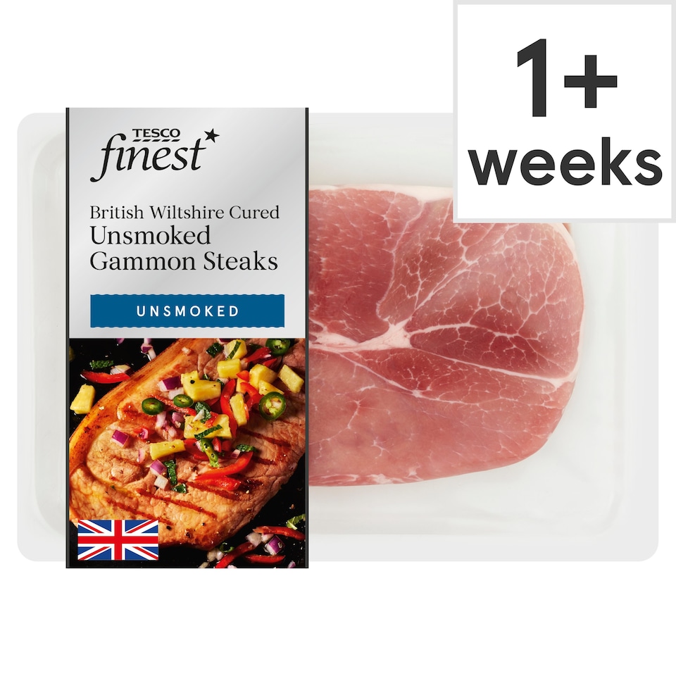 Tesco Finest Unsmoked Wiltshire Cured Gammon Steaks 2 Pack 460G - Tesco ...