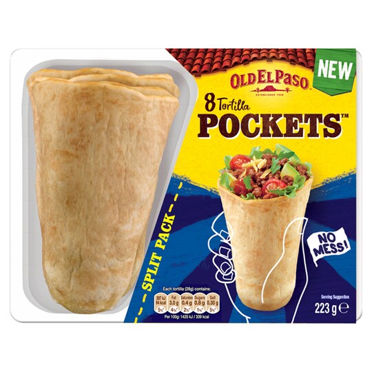 Old El Paso 8 Tortilla Pockets 223G - Tesco Groceries