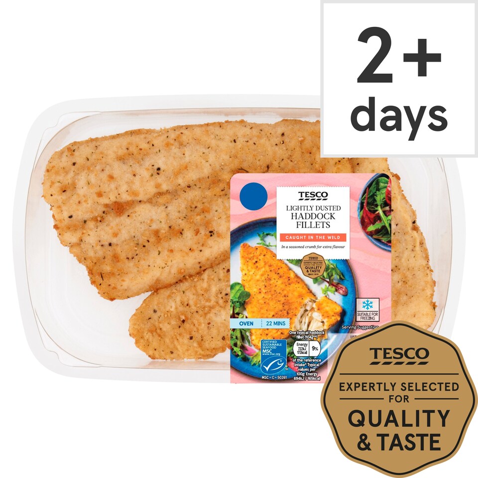 Tesco Lightly Dusted Haddock Fillets 255G - Tesco Groceries