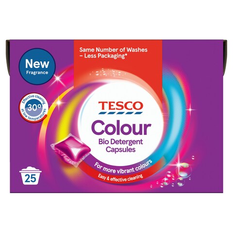 Tesco Colour Biological Detergent Capsules 25W 425Ml - Tesco Groceries