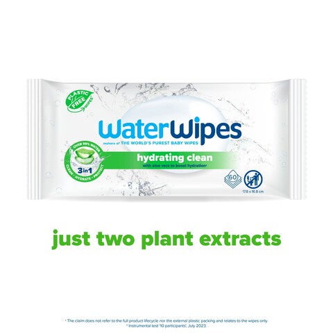 WaterWipes Biodegradable Hydrating Baby Wipes 60 pack - Tesco Groceries