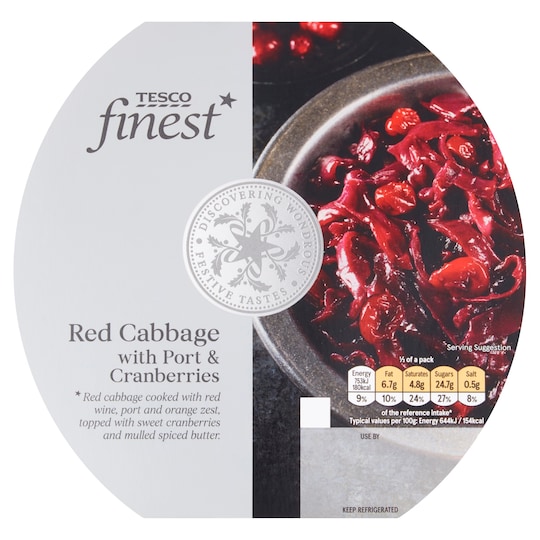 Tesco Finest Red Cabbage Port & Cranberry 250G - Tesco Groceries
