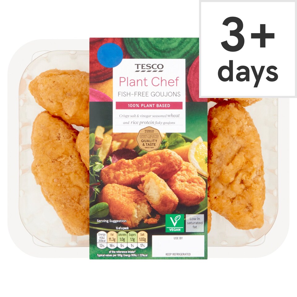 TESCO PLANT CHEF FISH-FREE GOUJONS 250G - Tesco Groceries