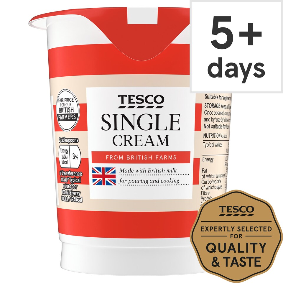 Tesco British Single Cream 300Ml - Tesco Groceries