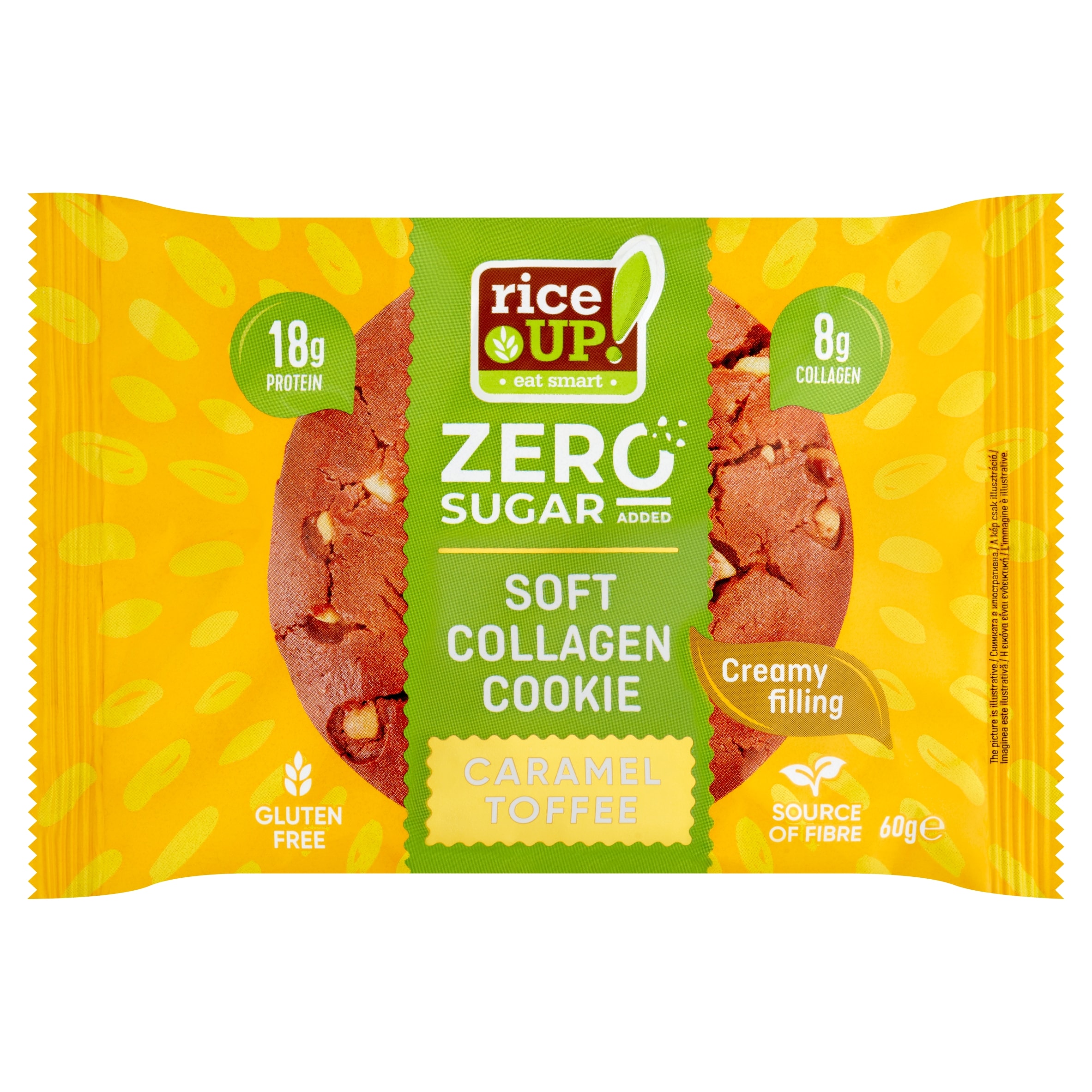 RiceUp! Zero Protein Collagen Cookie Caramel Flavour with Filling with ...