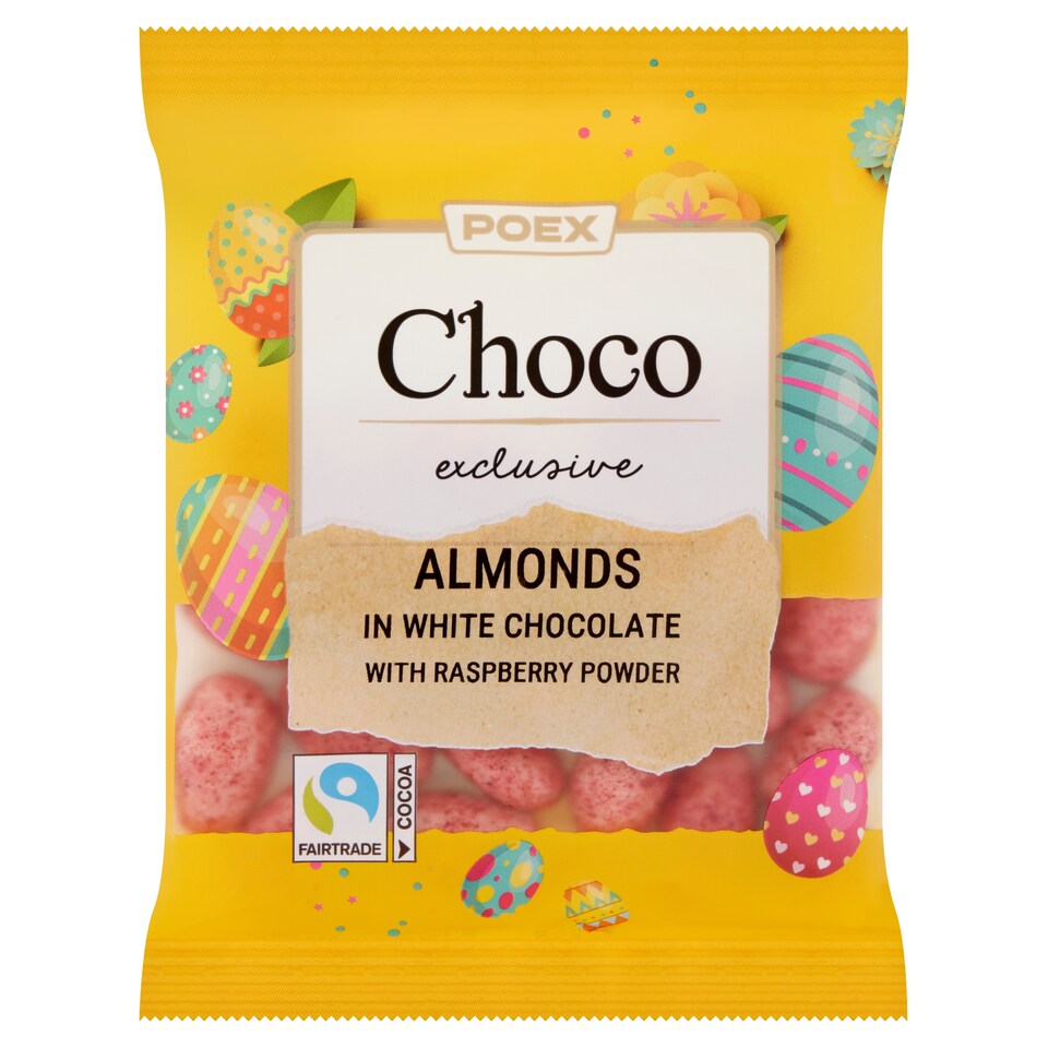 Poex Choco Exclusive mandle v bielej &okoláde s malinovým práškom 80 g ...