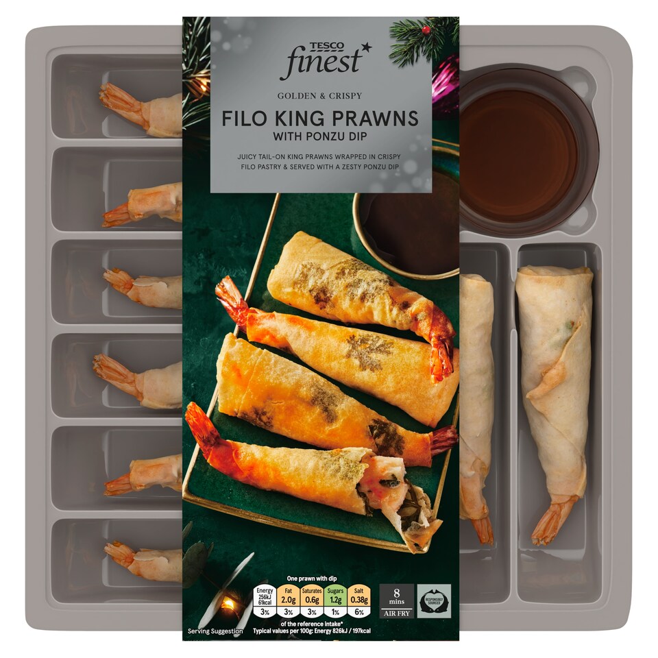 Tesco Finest 8 Large Filo Prawns with Ponzu Dip 270g - Tesco Groceries