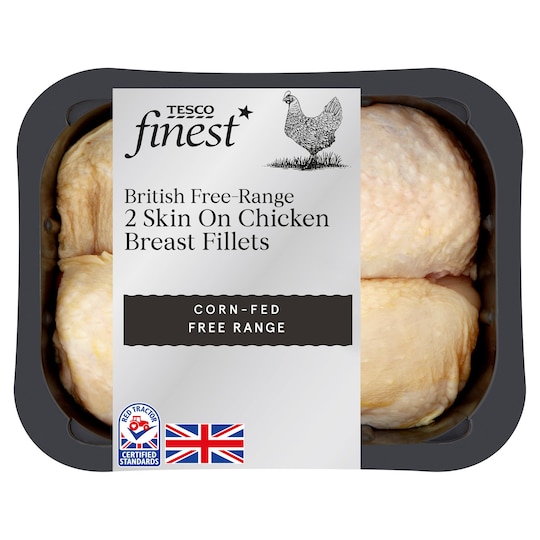 Tesco Finest British Cornfed Free Range Skin On Chicken Fillets 2 Pack ...