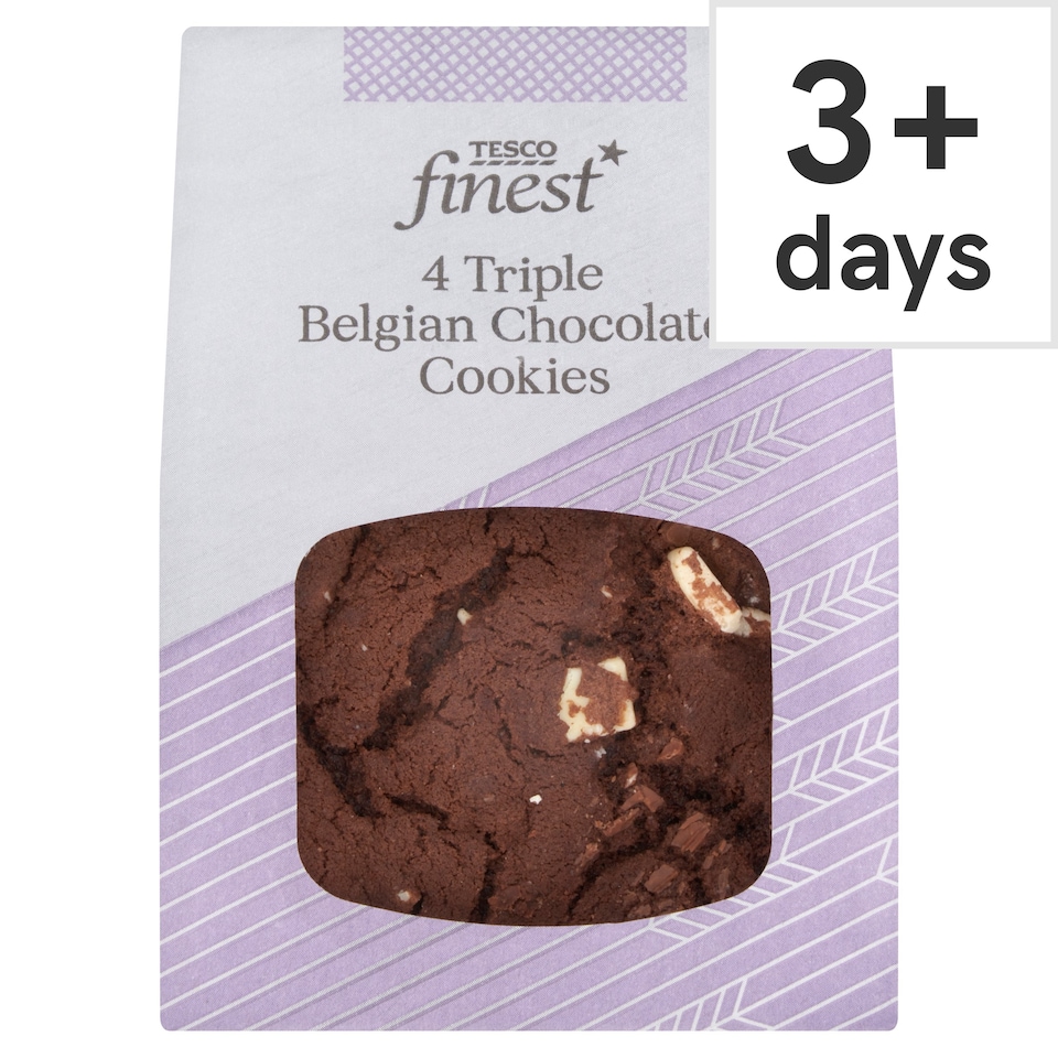 Tesco Finest Triple Belgian Chocolate Cookies 4 Pack - Tesco Groceries