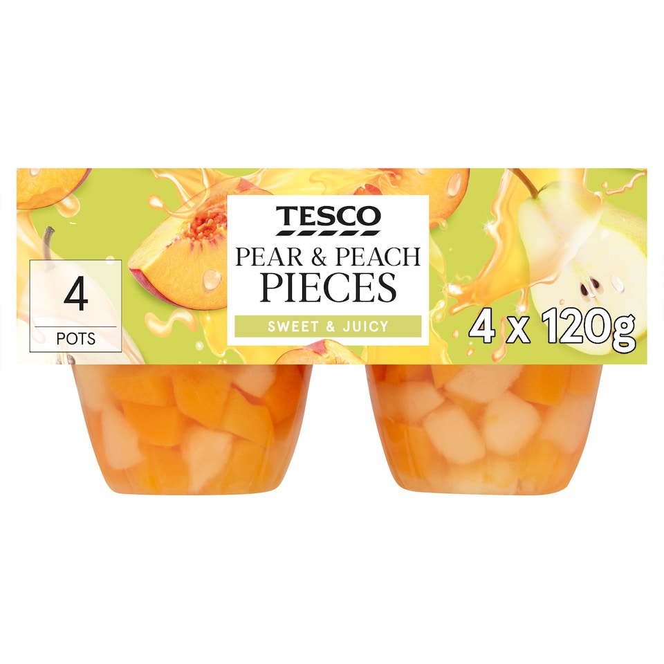 Tesco Pear And Peach Pieces 4X120g - Tesco Groceries