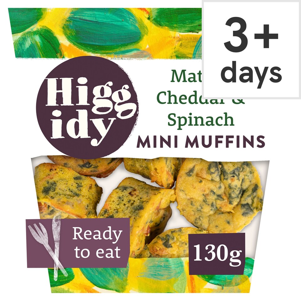 Higgidy Mature Cheddar & Spinach Mini Muffins 130g - Tesco Groceries