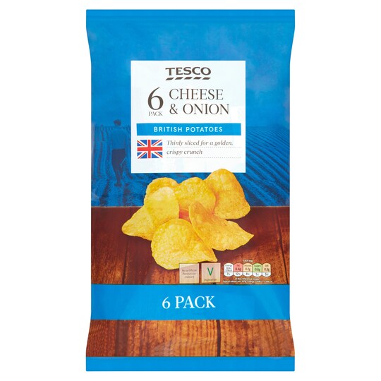 Tesco Cheese & Onion Crisps 6X25g - Tesco Groceries