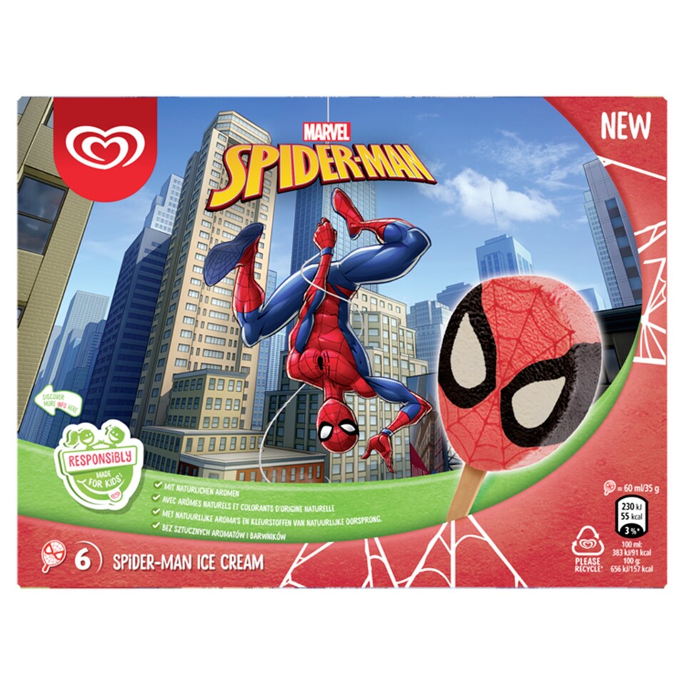 Algida Spider-Man Ice Cream Selection 6 x 60 ml (360 ml) - Tesco Groceries