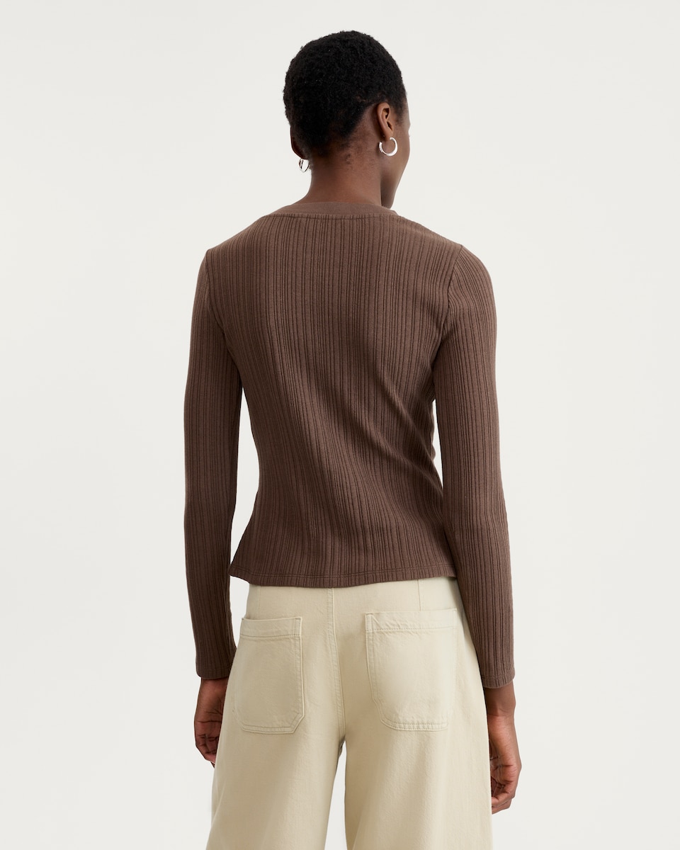 F&F Cotton Rich Ribbed Button Up Cardigan in Brown - Tesco Groceries