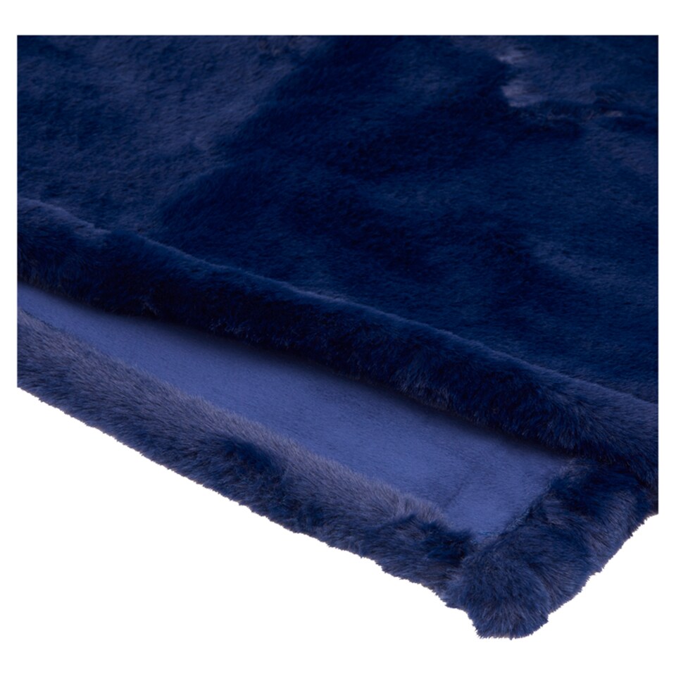 Fox & Ivy Navy Faux Rabbit Fur Throw - Tesco Groceries